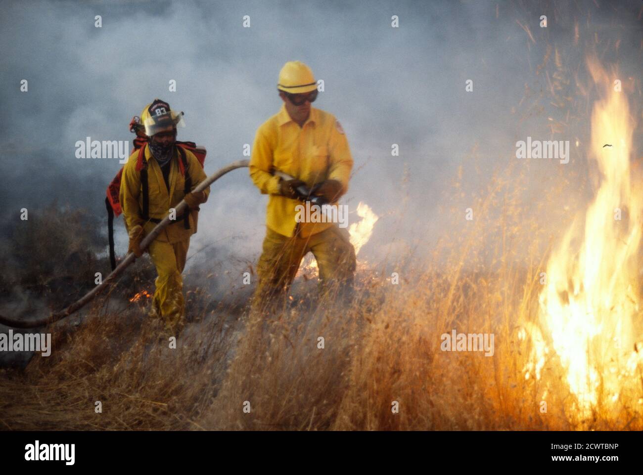 Firemen Fighting wildfire in California, USA Stock Photo - Alamy