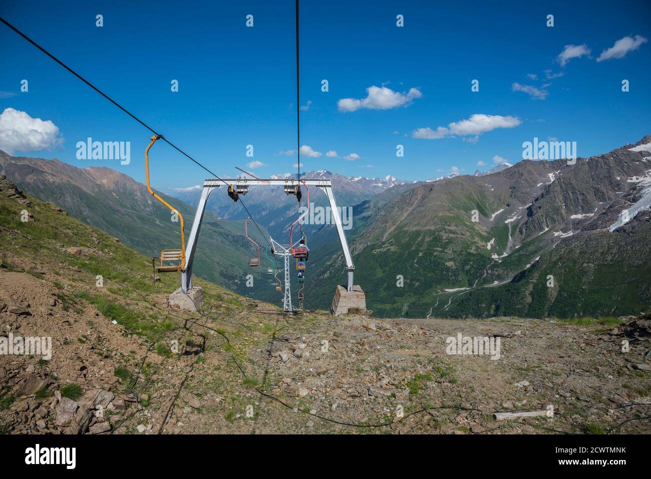 Cable way in mountains, Cheget, Russia Stock Photo - Alamy