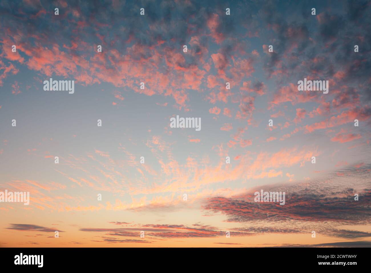 Cirrocumulus clouds sunset sky landscape at dusk Stock Photo - Alamy