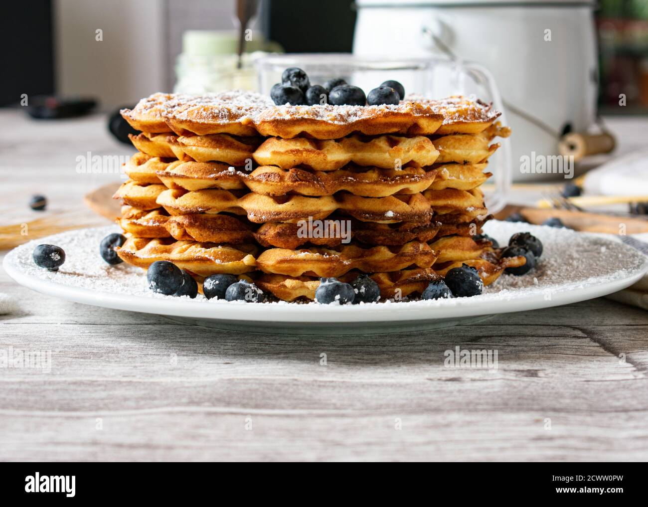 Stack of waffles Stock Photo - Alamy