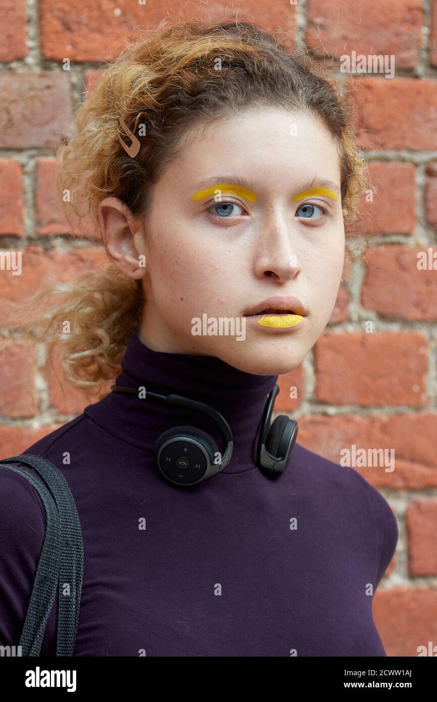 MILAN, ITALY - SEPTEMBER 24, 2020: Top model after Daniela Gregis ...