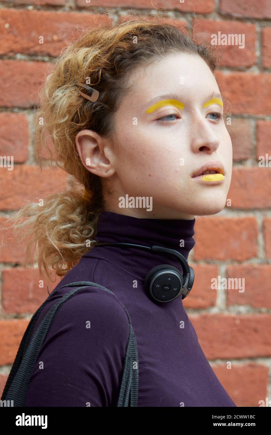 MILAN, ITALY - SEPTEMBER 24, 2020: Top model after Daniela Gregis ...