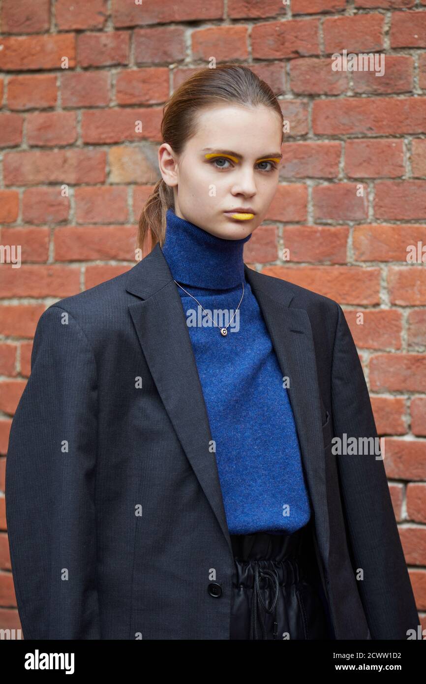 MILAN, ITALY - SEPTEMBER 24, 2020: Top model after Daniela Gregis ...