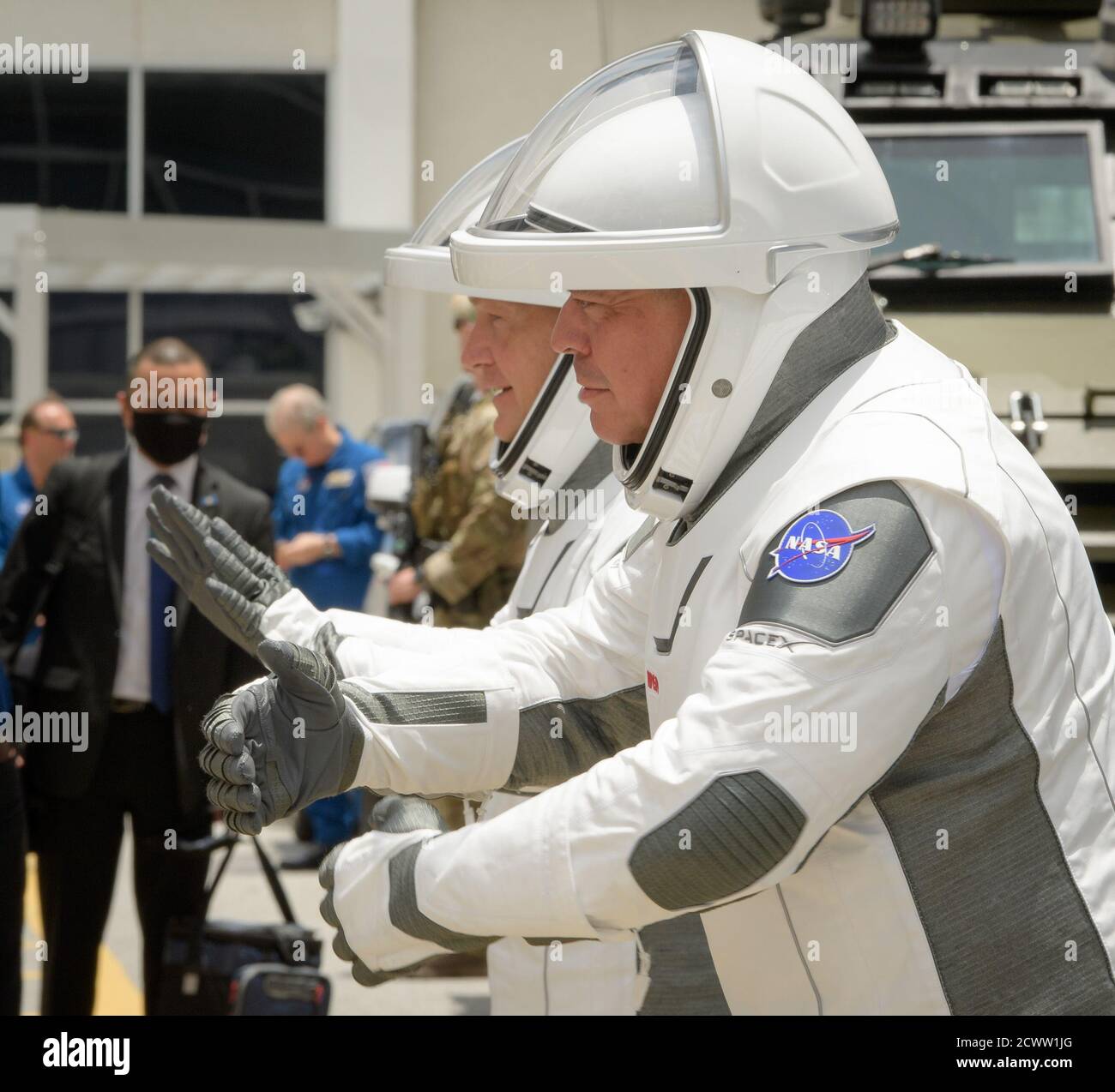 SpaceX Demo-2 Crew Walkout NASA astronauts Douglas Hurley, left, and ...