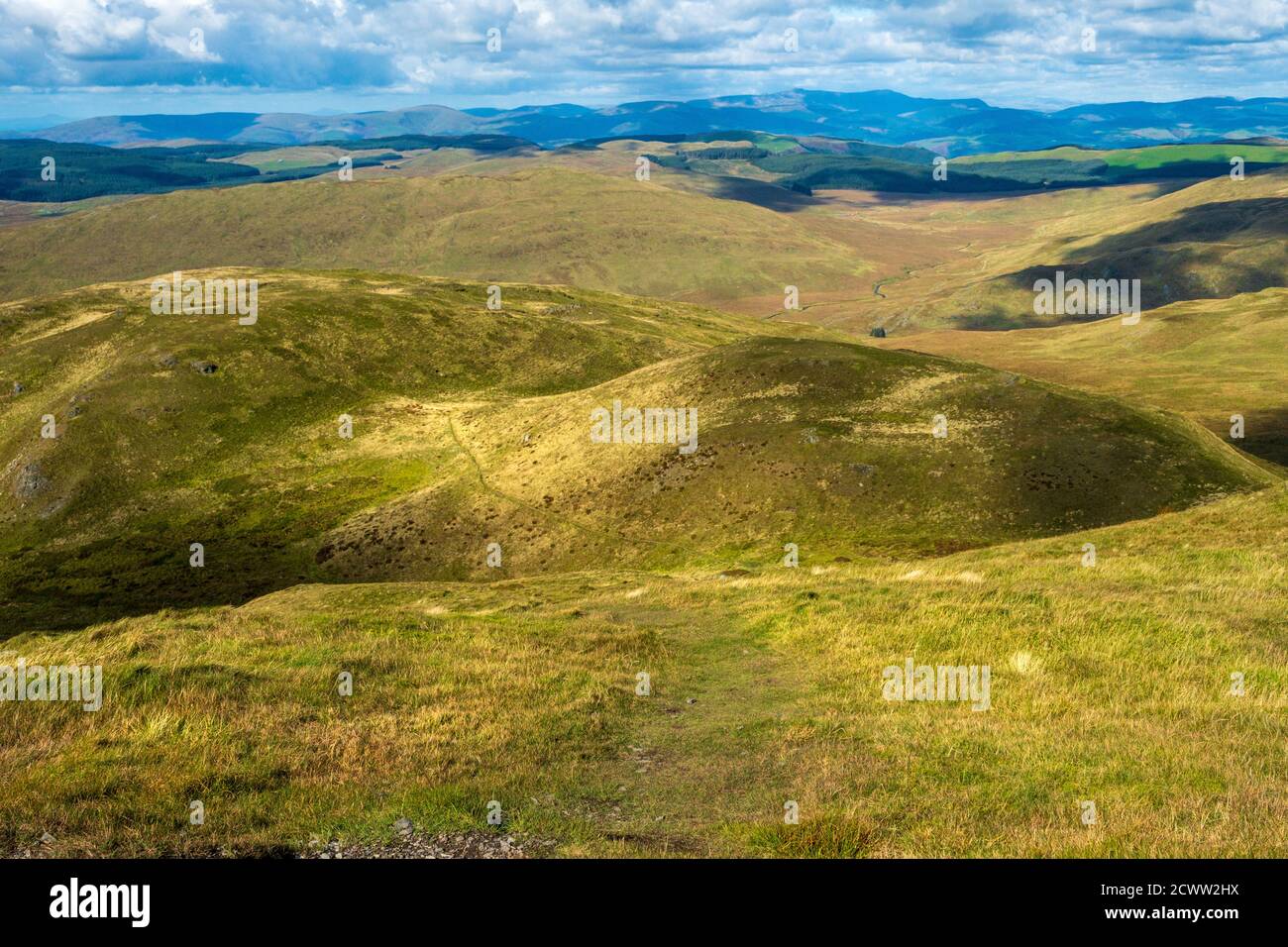 The Cambrian Mountains of mid Wales from the mountain of Plynlimon ...