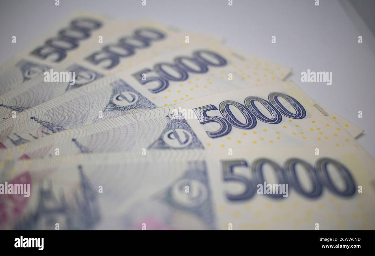 Highest value Czech crowns banknotes with portrait of first ...