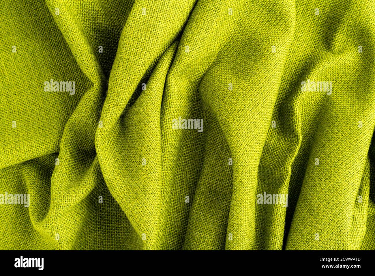 Wave green natural linen fabric textile material texture as a ...
