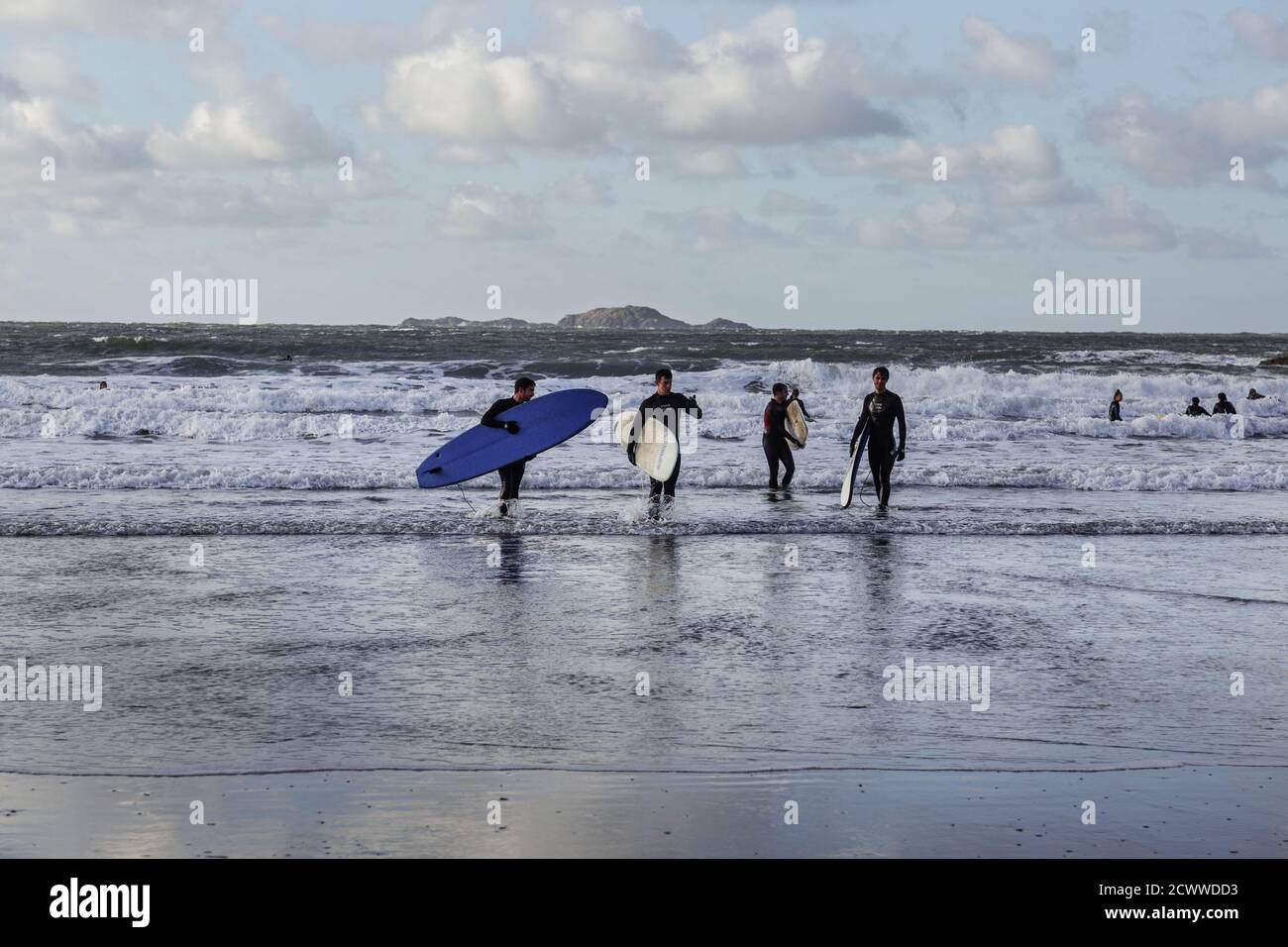 Surfers on the welsh coast Stock Photo - Alamy
