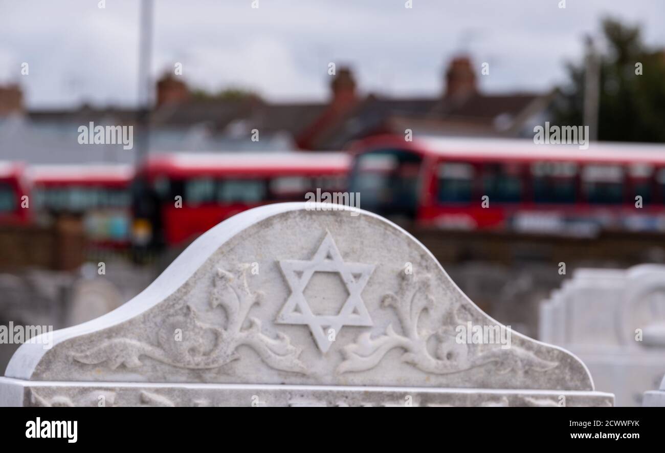 Star of David on gravestone at the historic Victorian Jewish cemetery ...