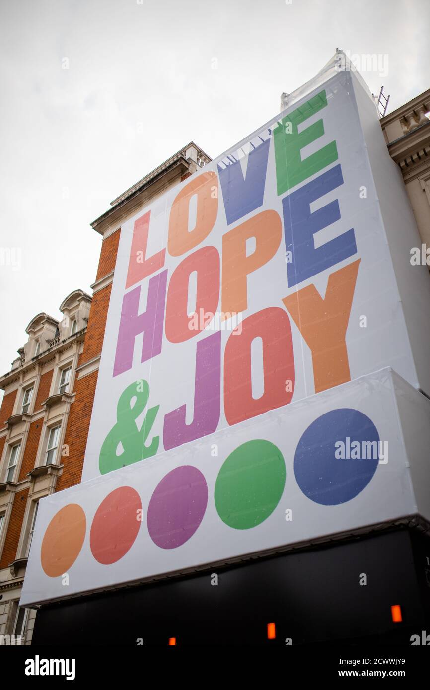 Lateral View of The Love, Hope & Joy Art Installation Stock Photo - Alamy