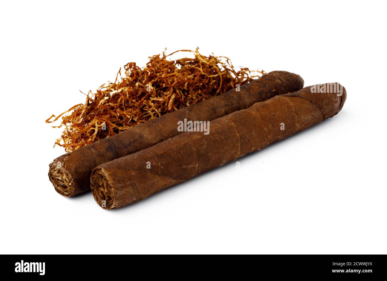 Cigar and bunch of dry tobacco leaves isolated on white Stock Photo - Alamy
