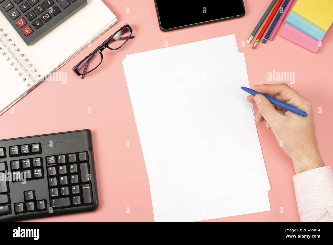 Working desk top view hi-res stock photography and images - Alamy