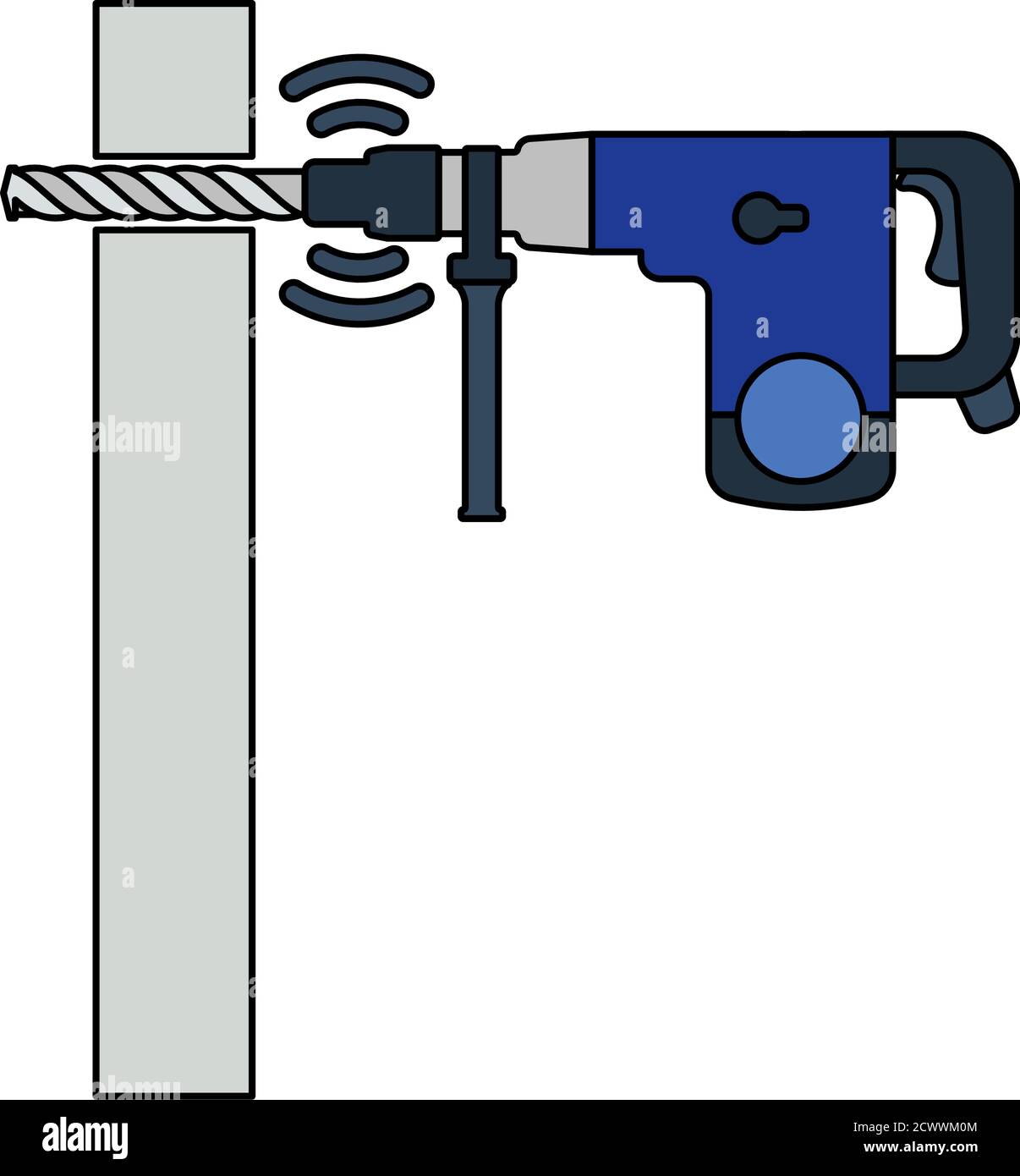 Icon Of Perforator Drilling Wall. Outline With Color Fill Design ...