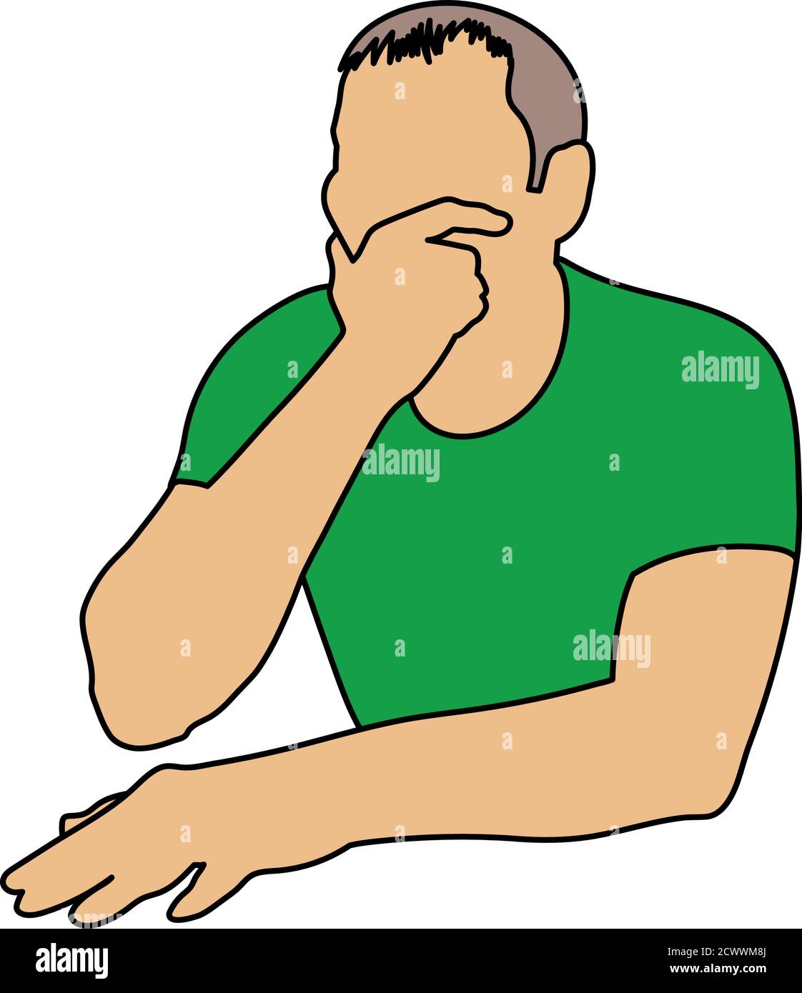 Thinking Man Icon. Outline With Color Fill Design. Vector Illustration ...