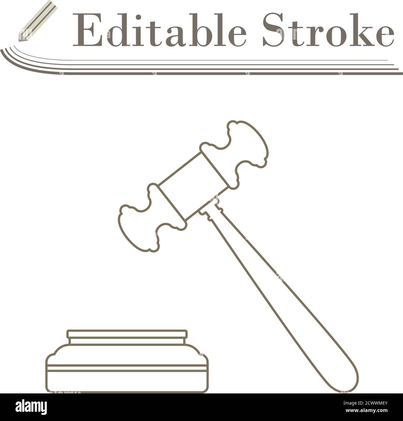 Judge Hammer Icon. Editable Stroke Simple Design. Vector Illustration ...