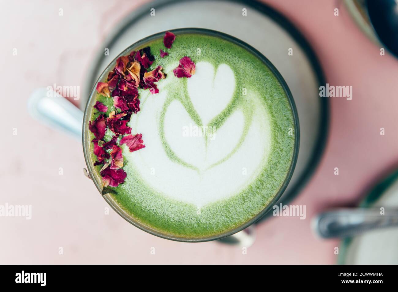 Rose Matcha from green tea powder Stock Photo - Alamy