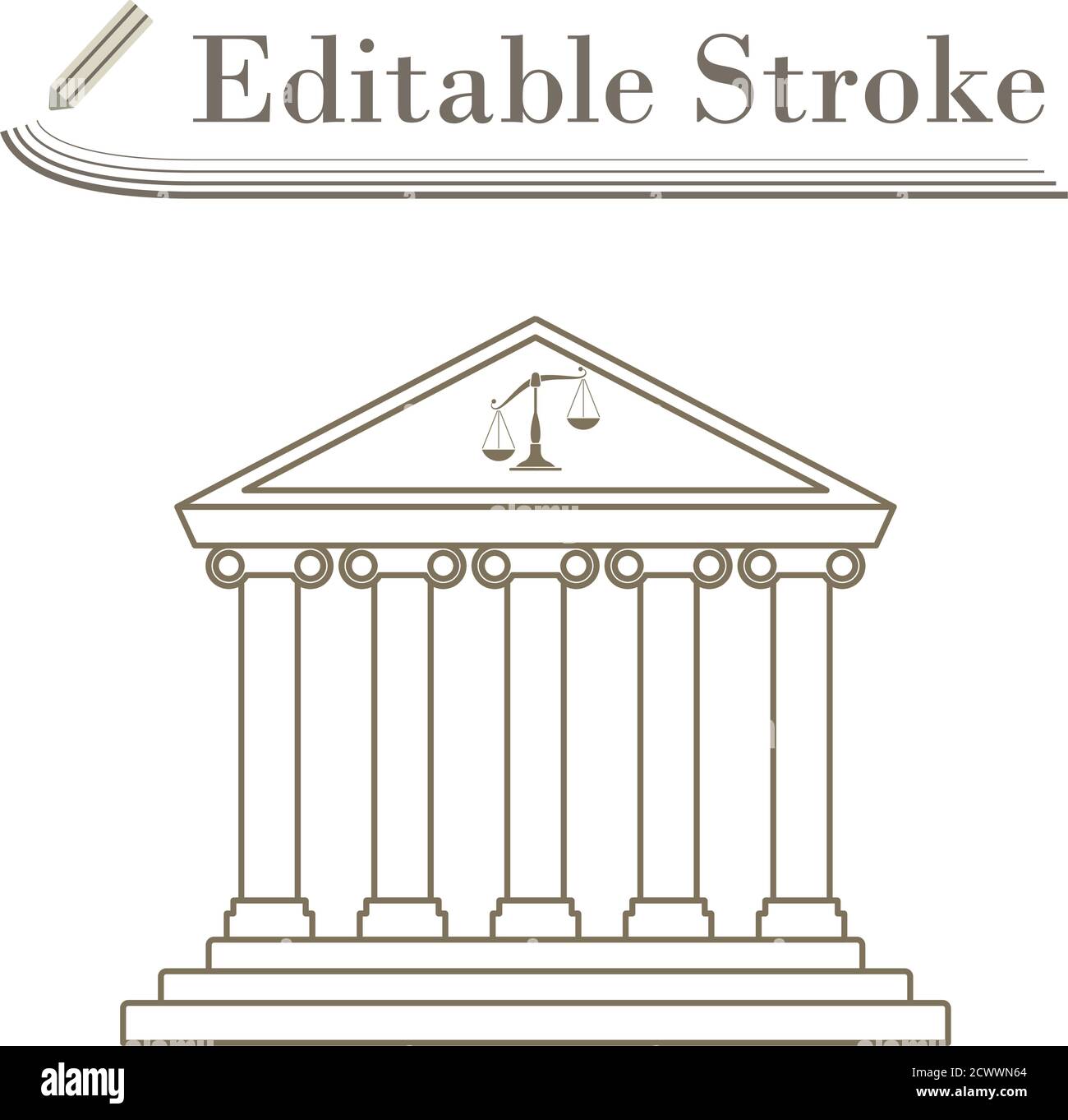 Courthouse Icon. Editable Stroke Simple Design. Vector Illustration ...