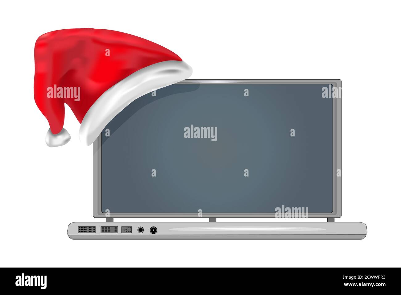 Christmas laptop isolated on white background. Christmas or New Year ...