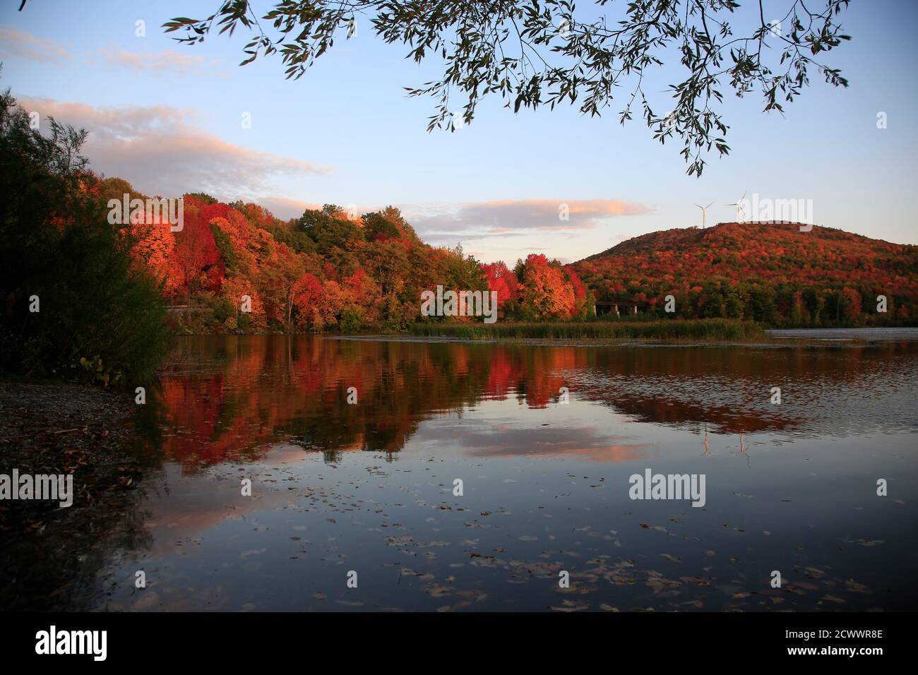 Wind turbines work near Milton, in northern Vermont, U.S.A. (Photo ...