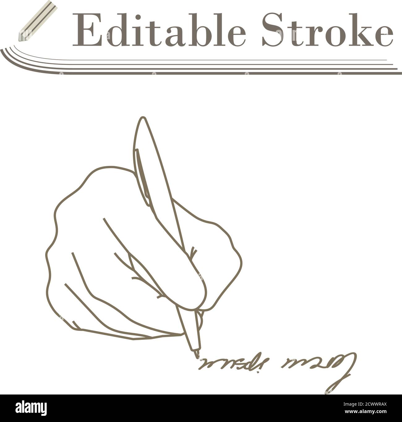 Signing Hand Icon. Editable Stroke Simple Design. Vector Illustration ...