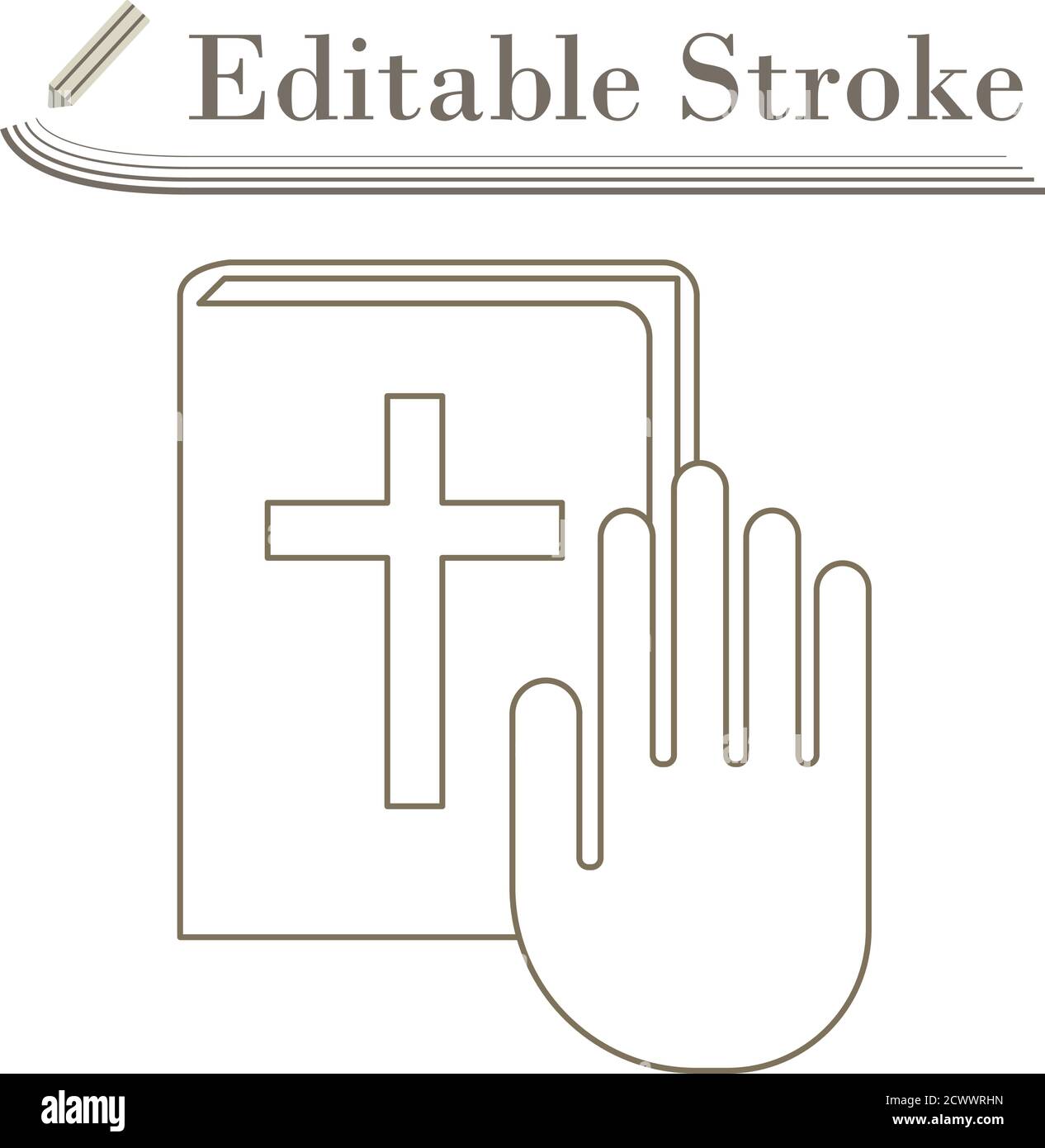 Hand On Bible Icon. Editable Stroke Simple Design. Vector Illustration ...