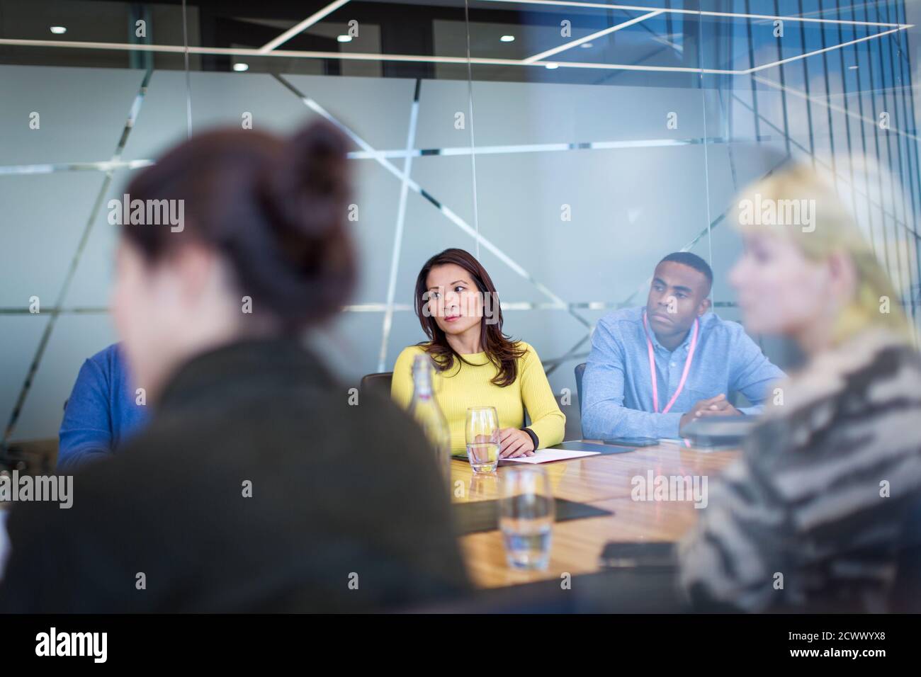 Business people listening in conference room meeting Stock Photo - Alamy