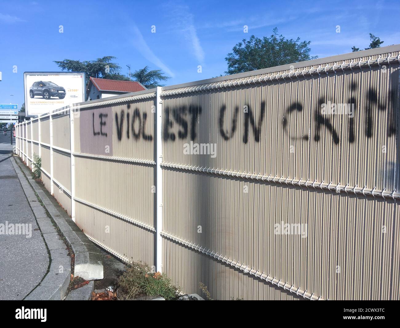 Feminist graffiti reading Rape is a crime, Bron, France Stock Photo - Alamy
