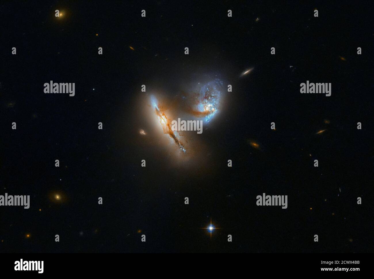 The Hubble Space Telescope captured an image of two interacting ...