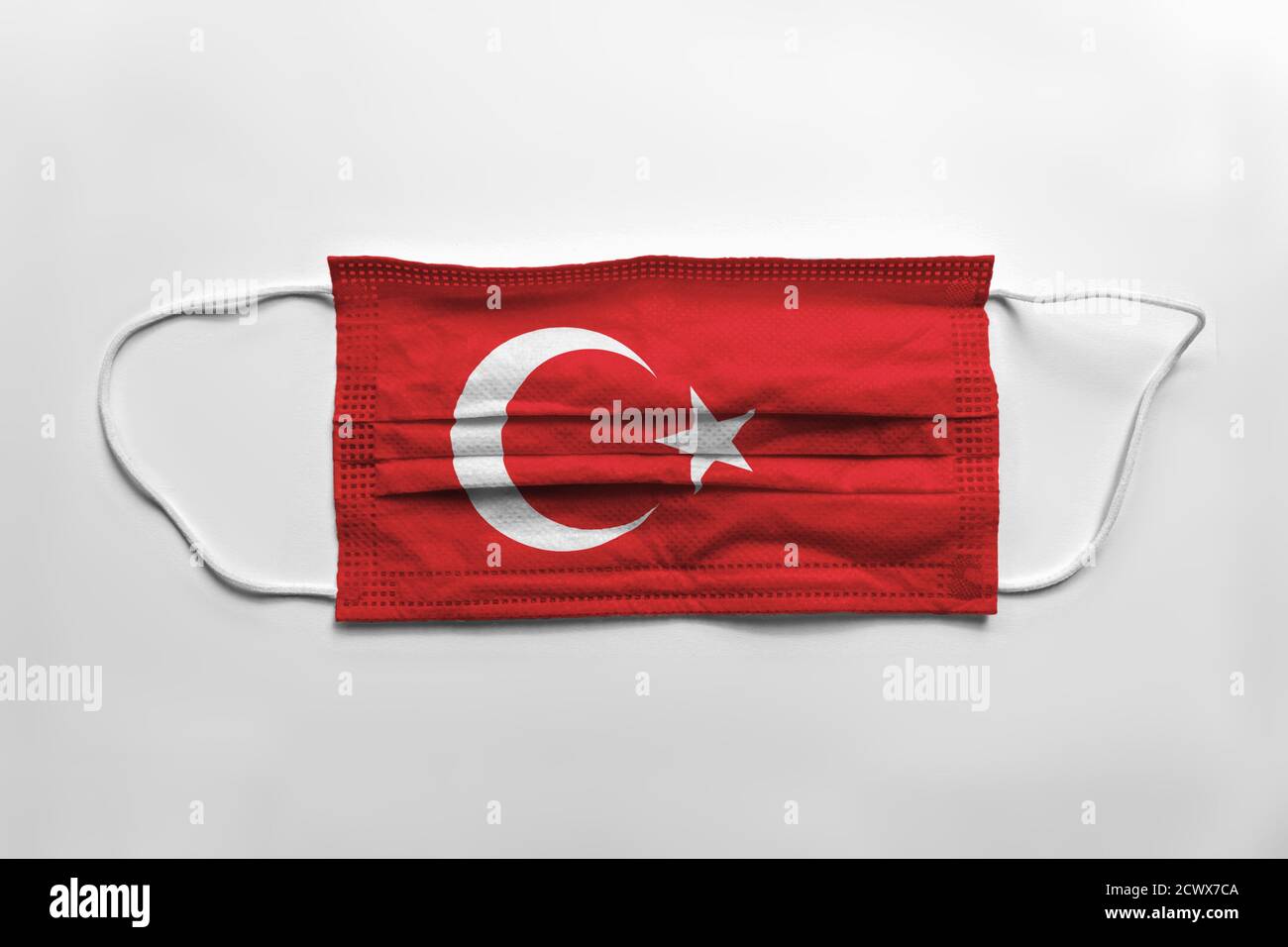 Face mask with Turkey flag printed, on white background, isolated Stock ...