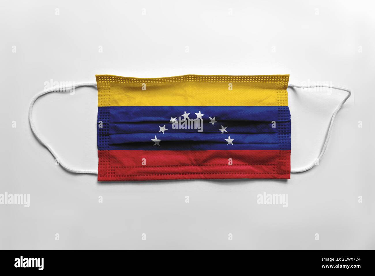 Face mask with Venezuela flag printed, on white background, isolated ...