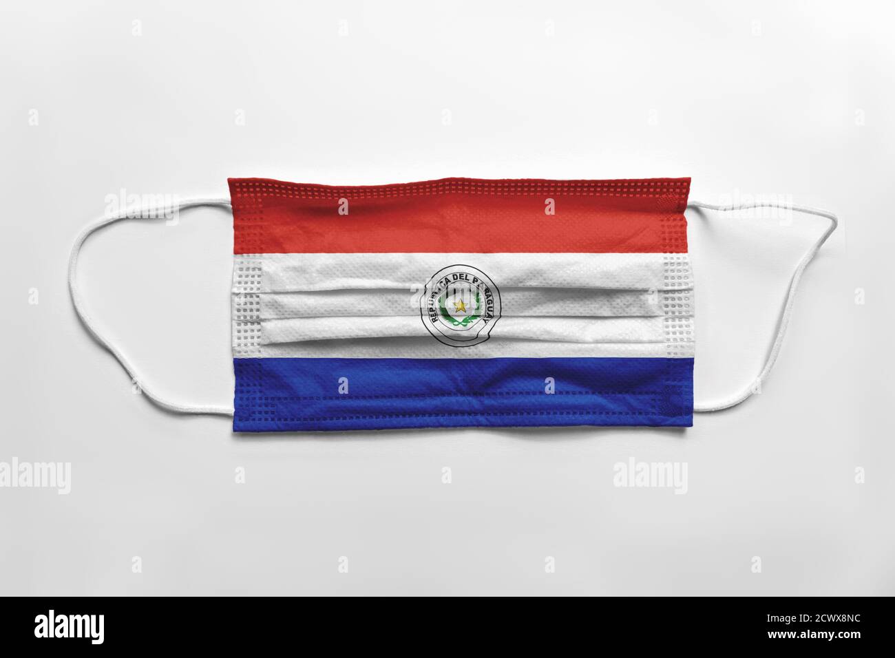 Face mask with Paraguay flag printed, on white background, isolated ...
