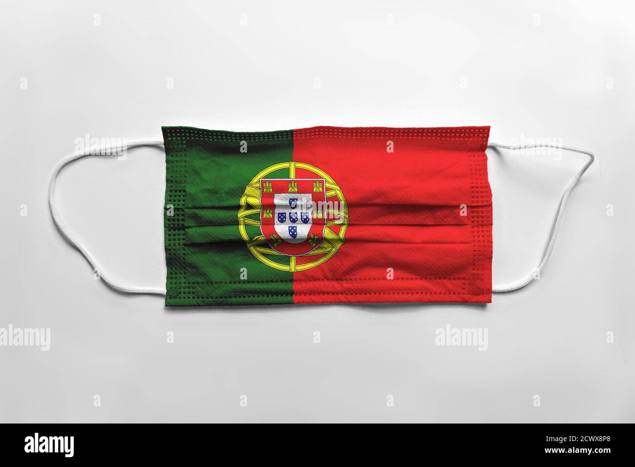 Face mask with Portugal flag printed, on white background, isolated ...
