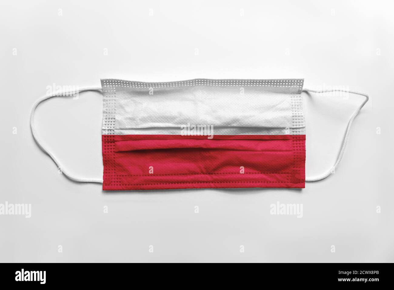 Face mask with Poland flag printed, on white background, isolated ...