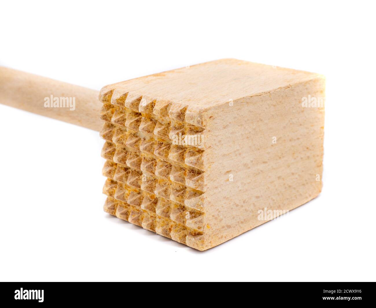 Wooden meat tenderizer isolated on white background Stock Photo - Alamy