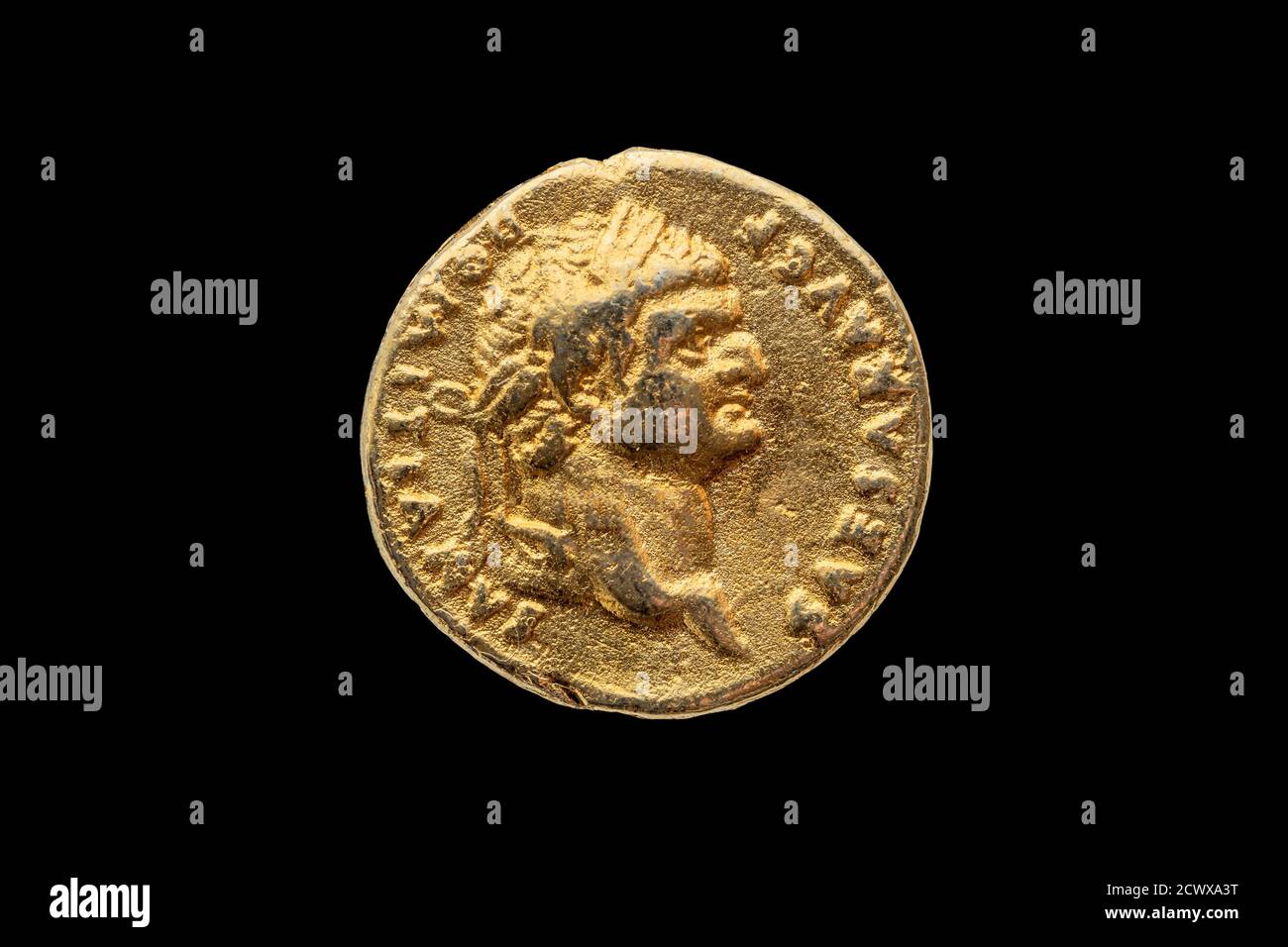 Roman gold aureus replica coin obverse of Roman Emperor Domitian AD 81 ...