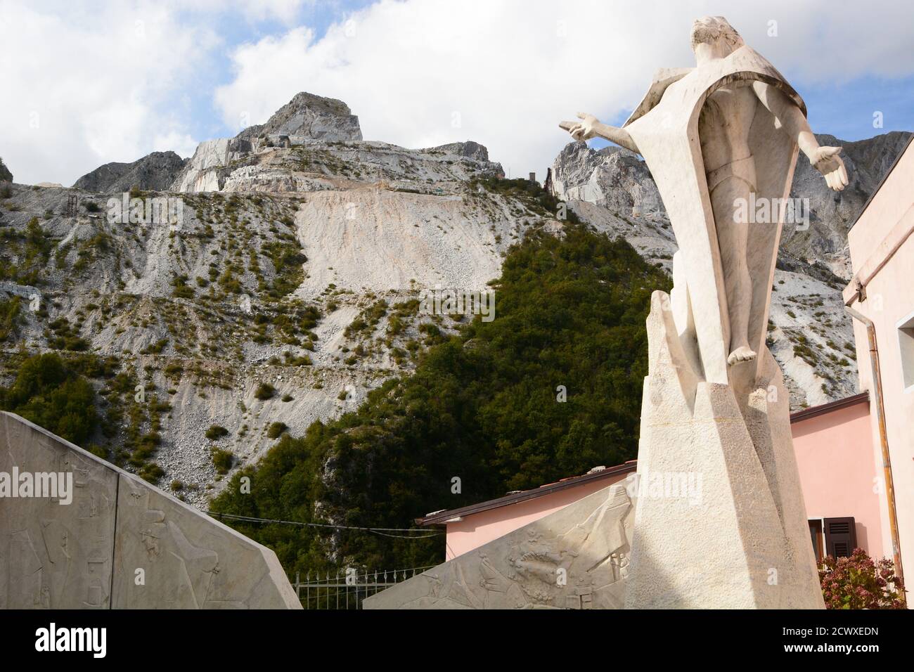 Monument to the quarryman. Colonnata. Carrara. Tuscany. Italy Stock ...