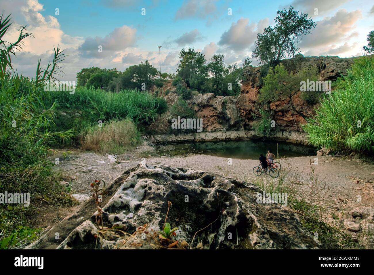 Summer time view of the Pego do Inferno waterfall in Tavira Algarve ...