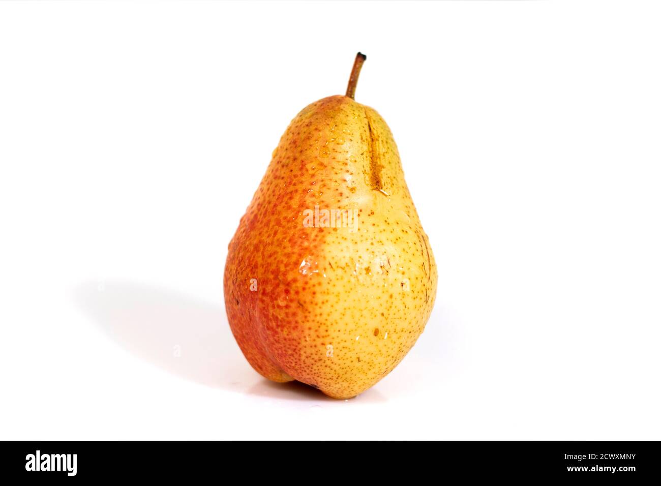 single forelle red and yellow pear isolated on a white background Stock ...