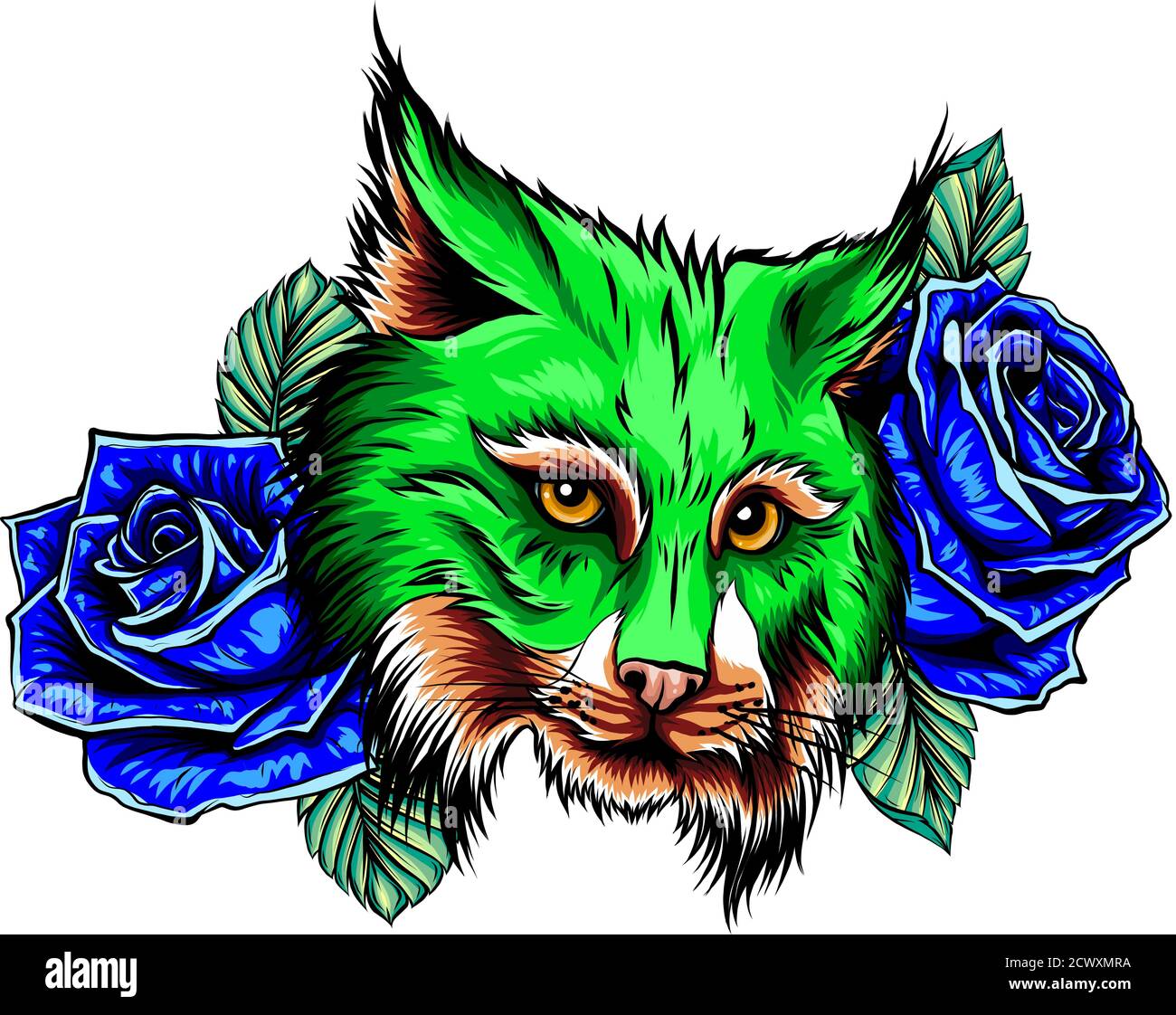 Panther with roses tattoo graphic vector illustration Stock Vector ...