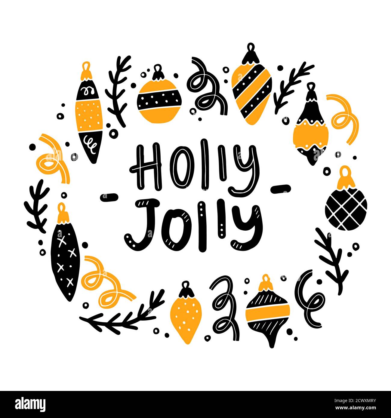 Holly jolly hand drawn Stock Vector Images - Alamy