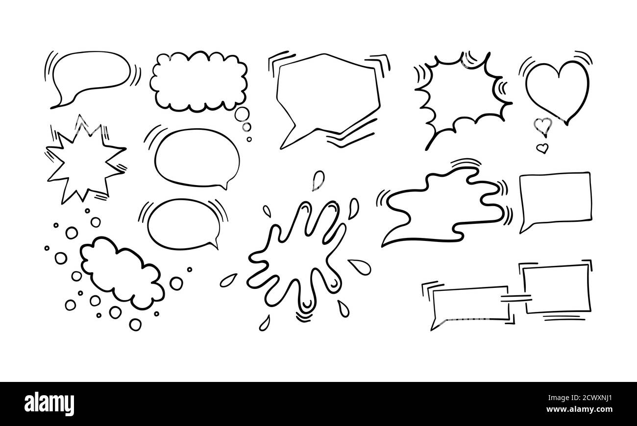 Doodle speech bubbles collection. Hand drawn elements isolated on white ...