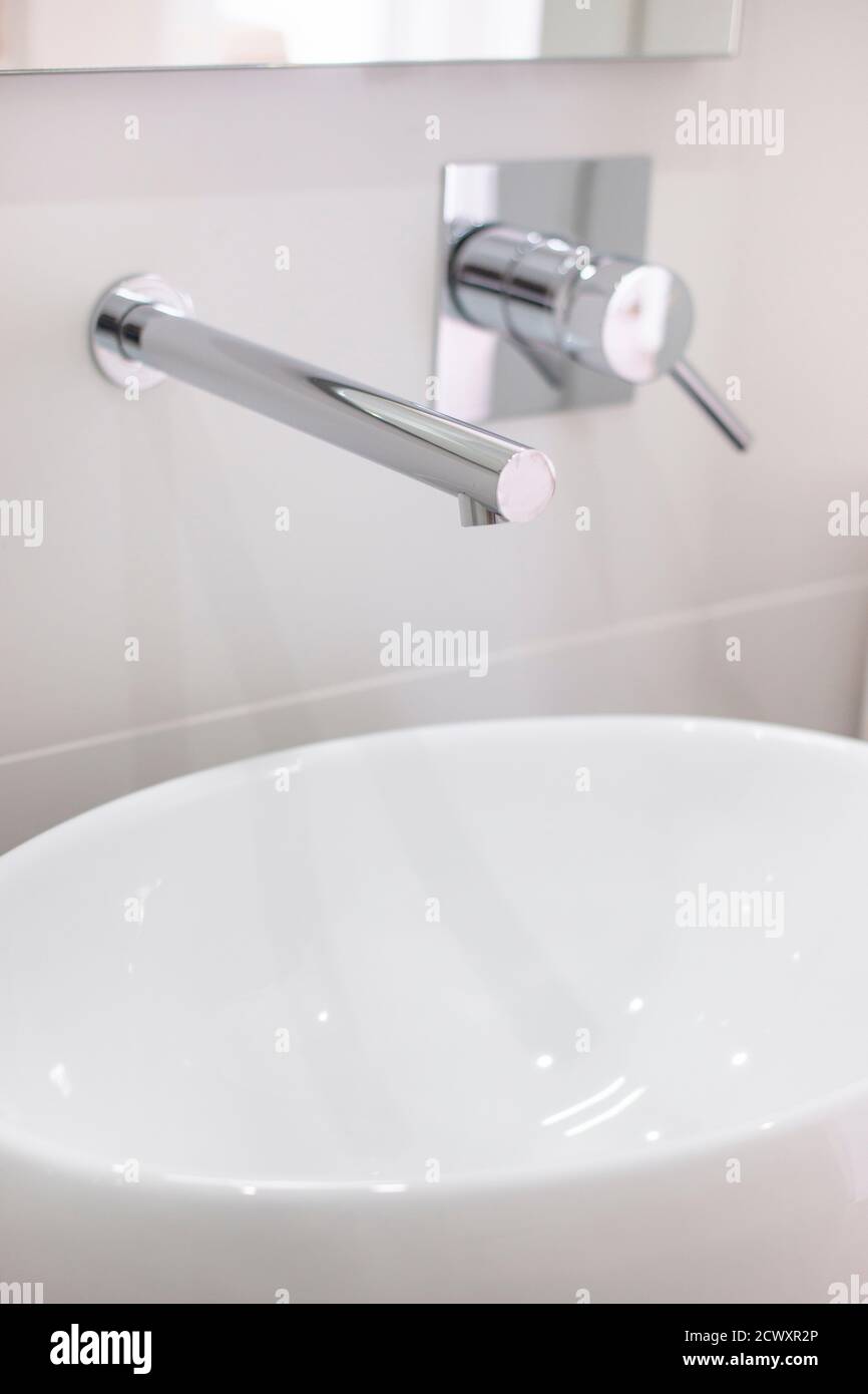 white ceramic luxury Clean sink in the bathroom Stock Photo - Alamy