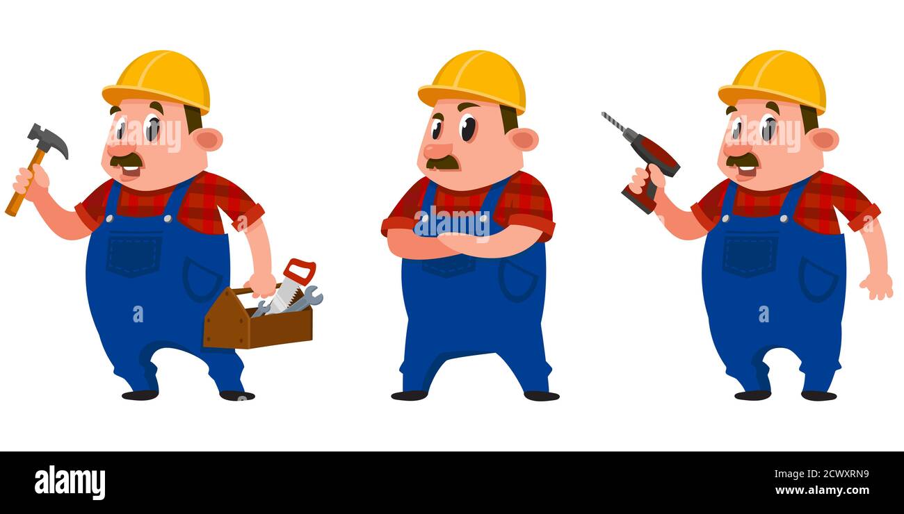 Illustration cartoon builder handyman carpenter hi-res stock ...