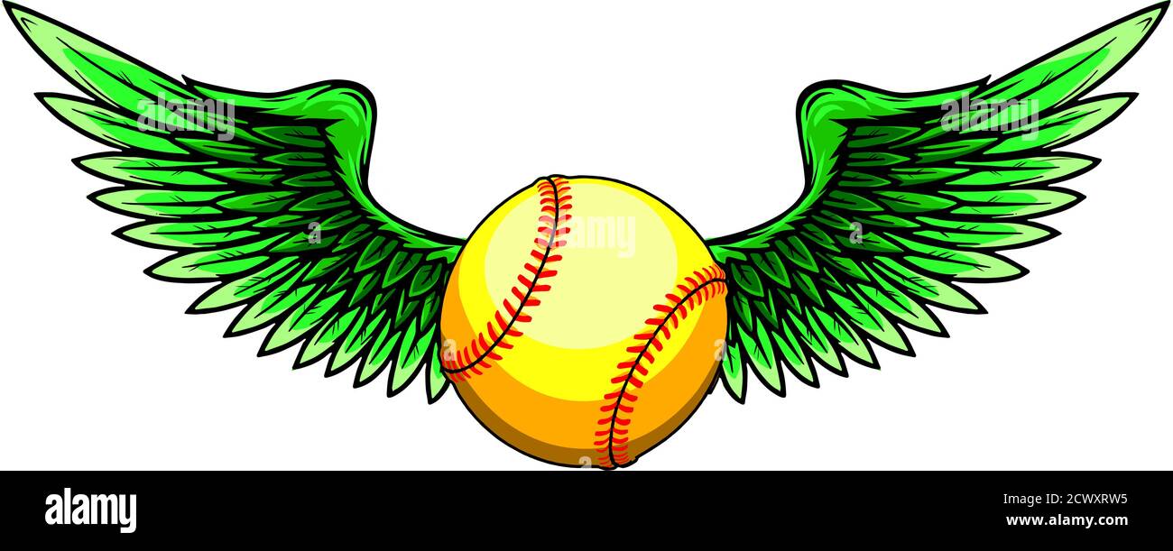 Baseball Ball Flying With Angel Wings vector Stock Vector Image & Art ...
