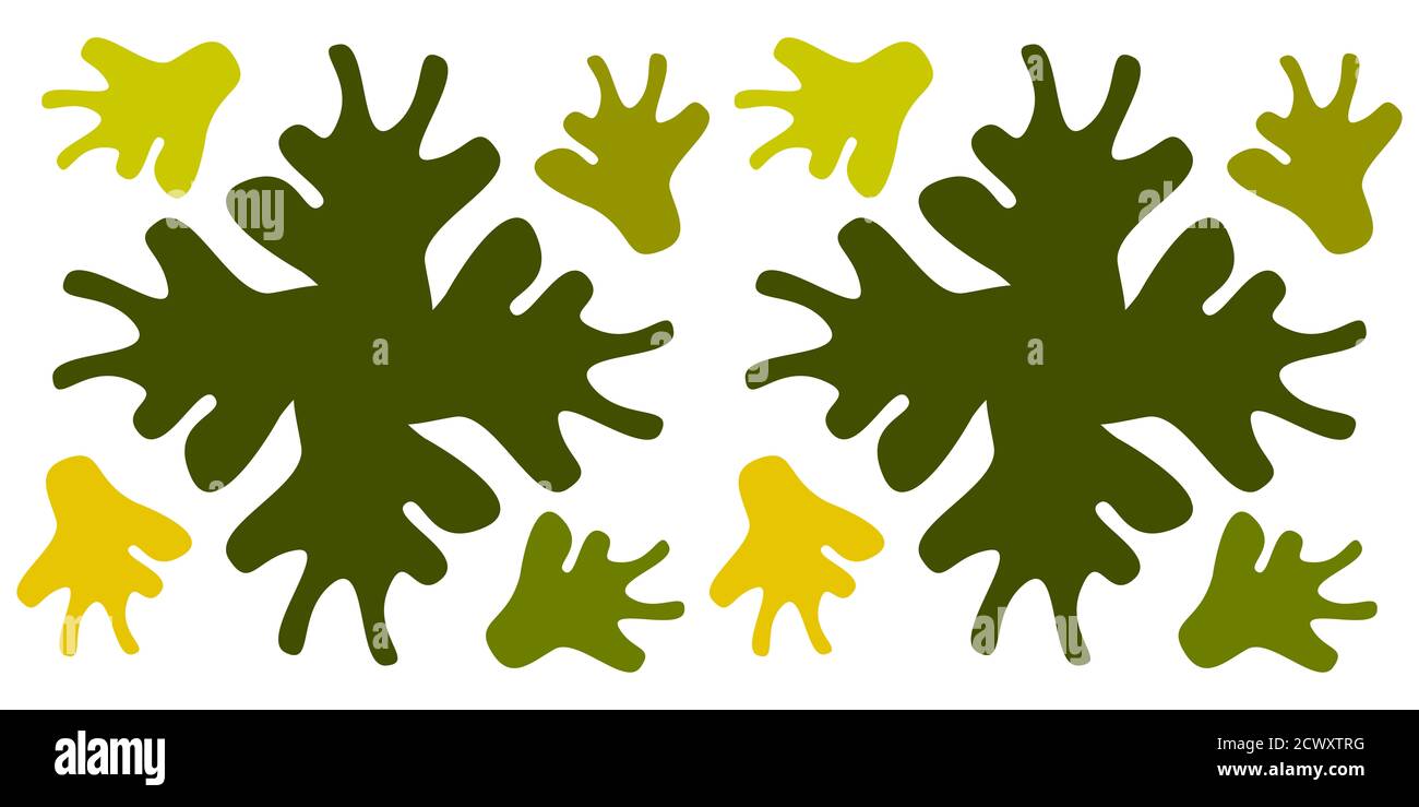 Illustration of green-colored leaf-like patterns on a white background ...