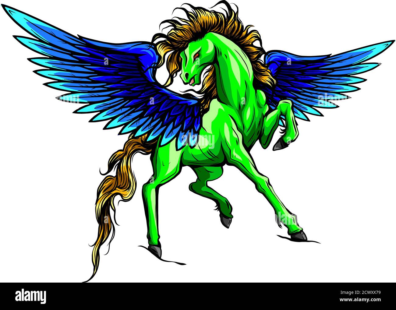 Vector silhouette running horse Pegasus illustartion design Stock ...