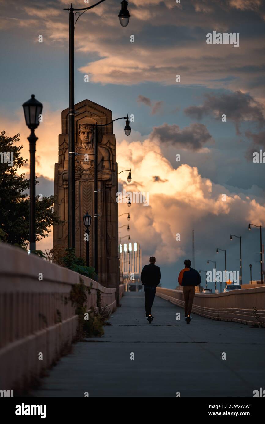 Guardian of Traffic at sunset in cleveland ohio Stock Photo - Alamy