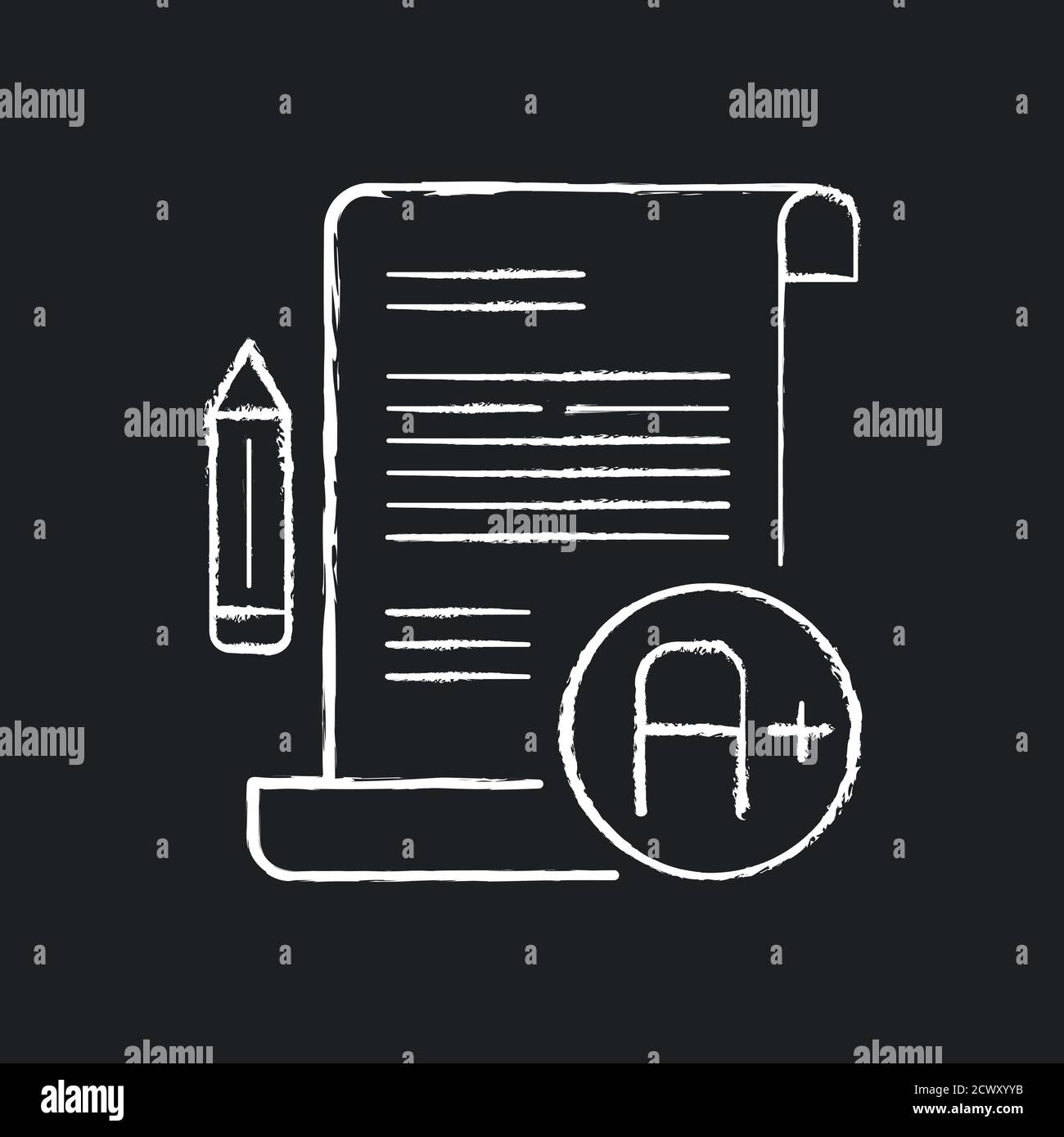 Essay examination chalk white icon on black background Stock Vector ...