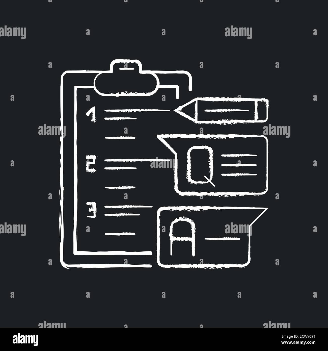 Short answer test chalk white icon on black background Stock Vector ...