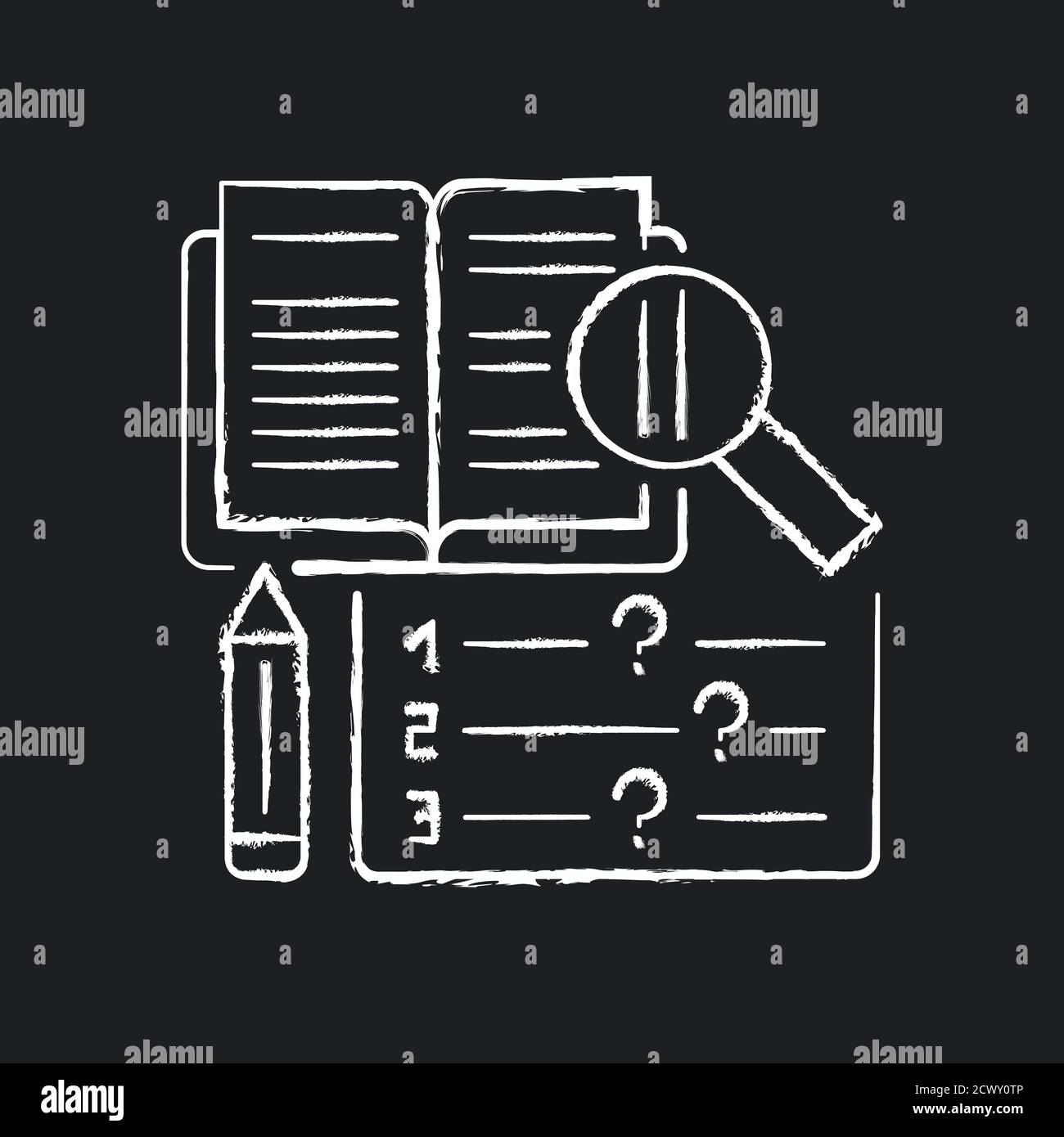 Reading examination chalk white icon on black background Stock Vector ...